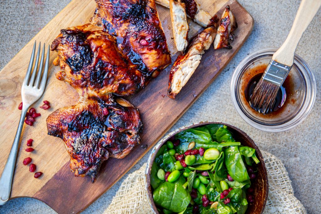 Boneless Butterflied Chicken with Pomegranate Molasses and Edamame ...